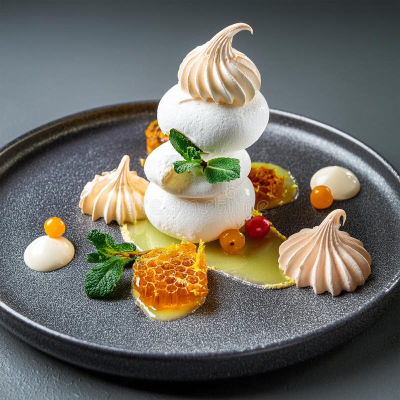Artful Dessert Composition on Matte Gray. AI Content Generation. Stock ...