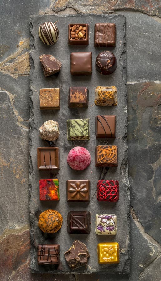 Artful Display of Chocolate Pralines in Top Down View Showcasing ...