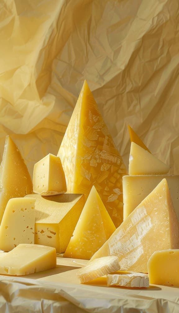 An Artful Display of Triangular Cheese Chunks Showcasing Richness and ...