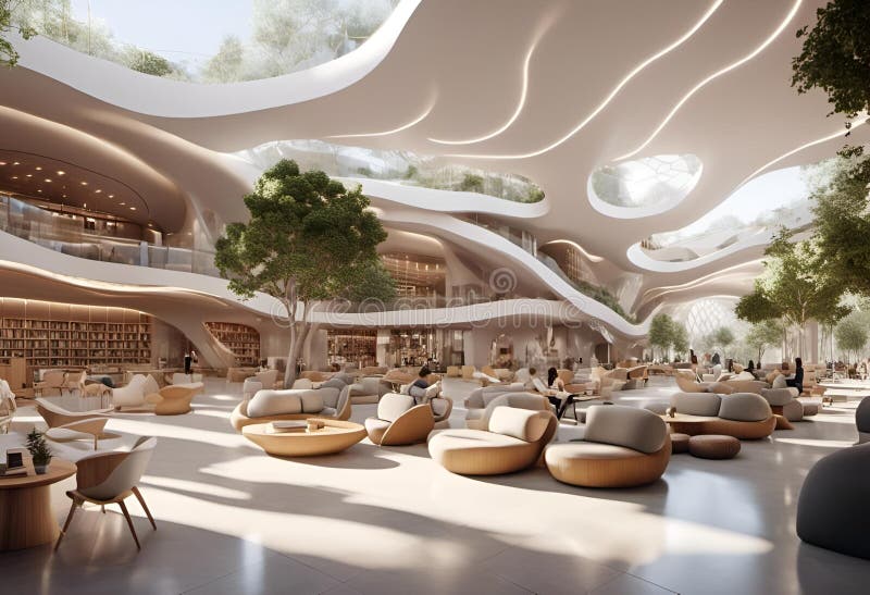 An Artful Library with a Large Skylight that Looks Like it is Floating ...