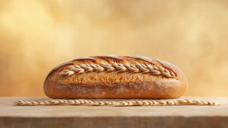 Minimalist Bread Loaf Showcasing Wheat Grains with Ample Space for Text ...