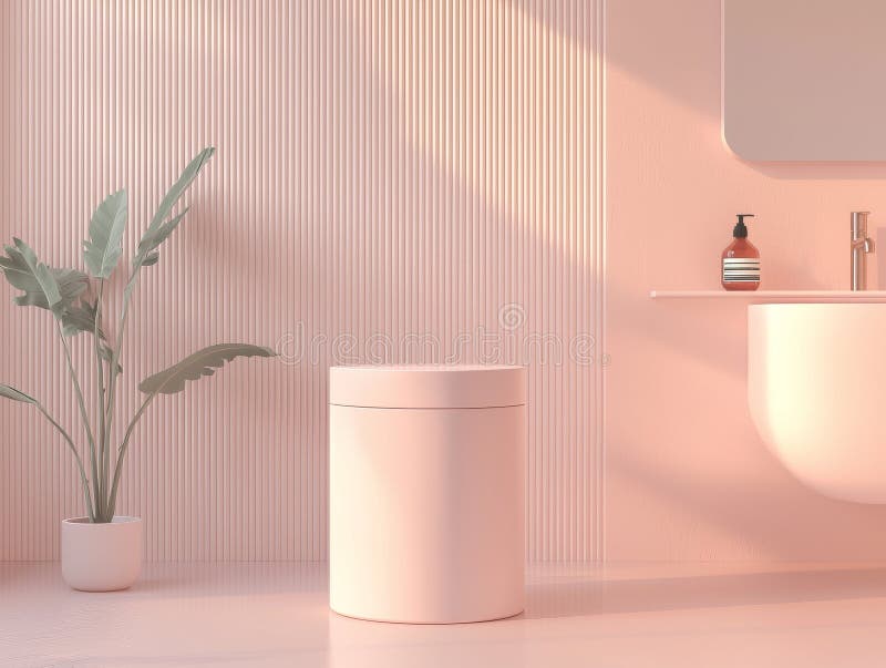 An Artful Study of Form and Light, Featuring a Pink Cylinder on a Tiled ...