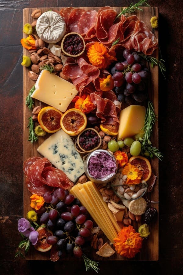 Artfully Arranged Appetizer Platter with Cheese and Charcuterie Stock ...