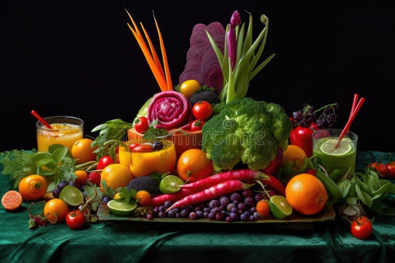 An Artfully Arranged Food Presentation, Featuring Fresh Ingredients and ...