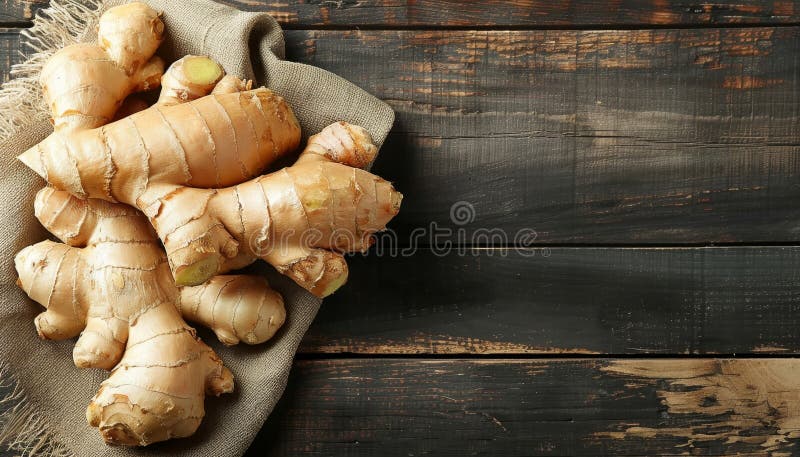Artfully Arranged Fresh Ginger on Wooden Table Creates a Welcoming and ...