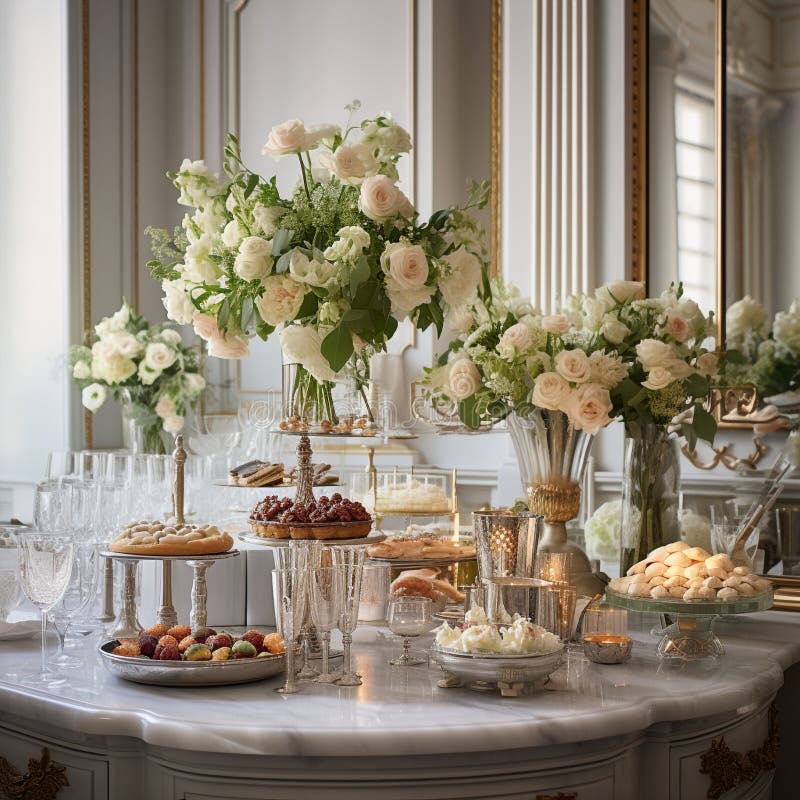 Artfully Arranged: a Stylish Dining Setup for Receptions Stock Photo ...