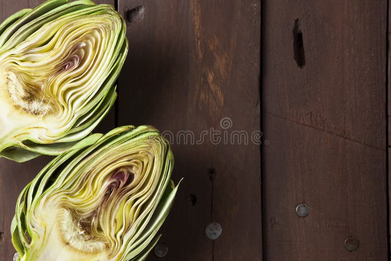 Artichoke Cut in Half on White with Copy Space Stock Photo - Image of ...
