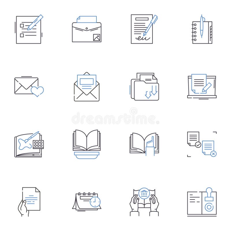 Article Creation Line Icons Collection. Writing, Research, Content ...
