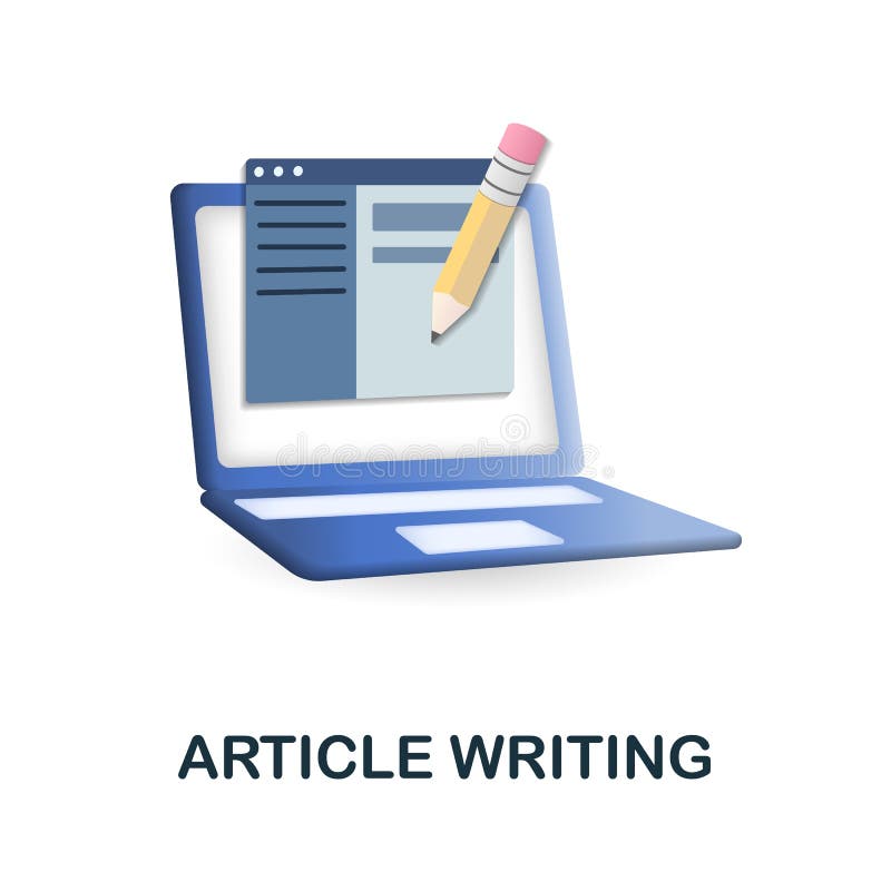 Article Writing Icon. 3d Illustration from Digital Marketing Collection ...
