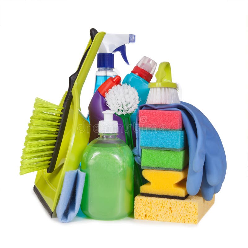 Articles for Cleaning Isolated on White Background Stock Photo - Image ...