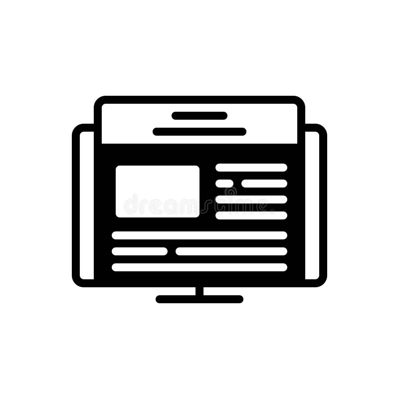 Black Solid Icon for Articles, Screen and Monitor Stock Illustration ...