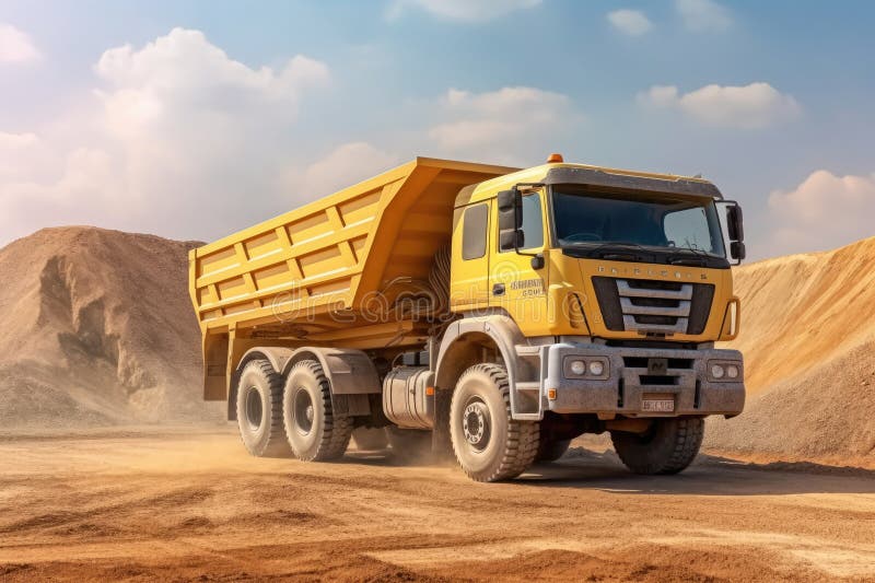 Articulated Dump Truck at Work in a Huge Sand Pit, Generative AI Stock ...