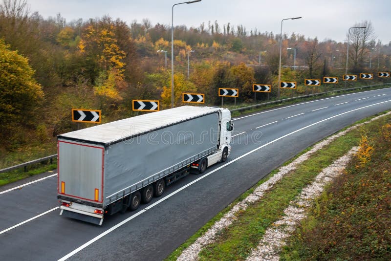 Articulated Lorry on the Road Stock Image - Image of curve, grey: 132196991