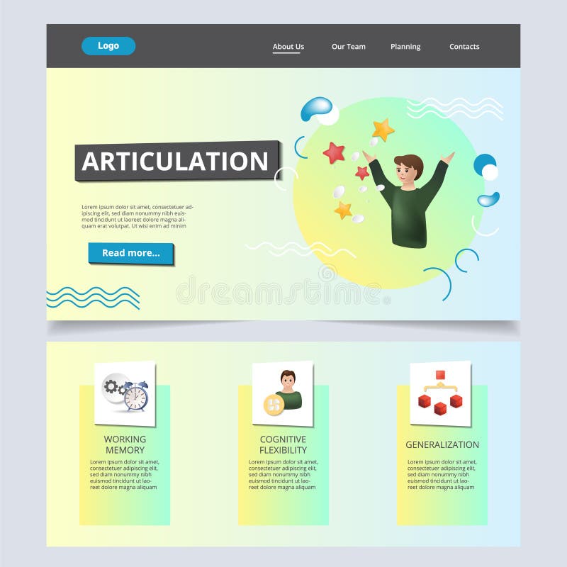 Articulation Flat Landing Page Website Template. Working Memory ...