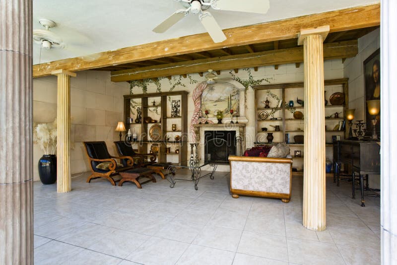 Artifacts Displayed on Shelves in Living Room Stock Image - Image of ...