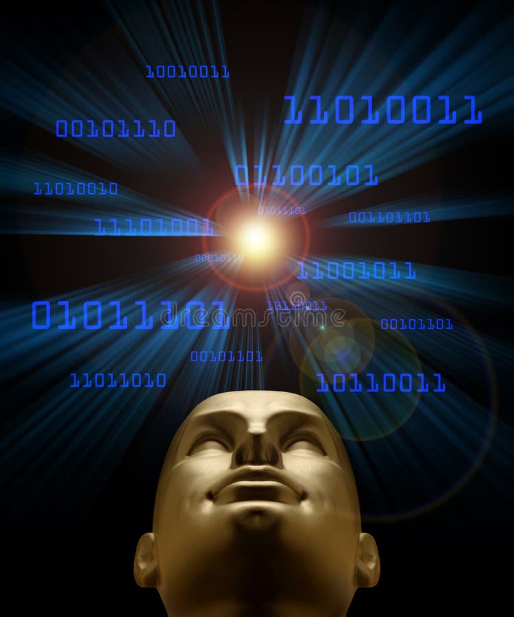 Artifical Intelligence As Symbolized by Blue Binary Code Flying Stock ...
