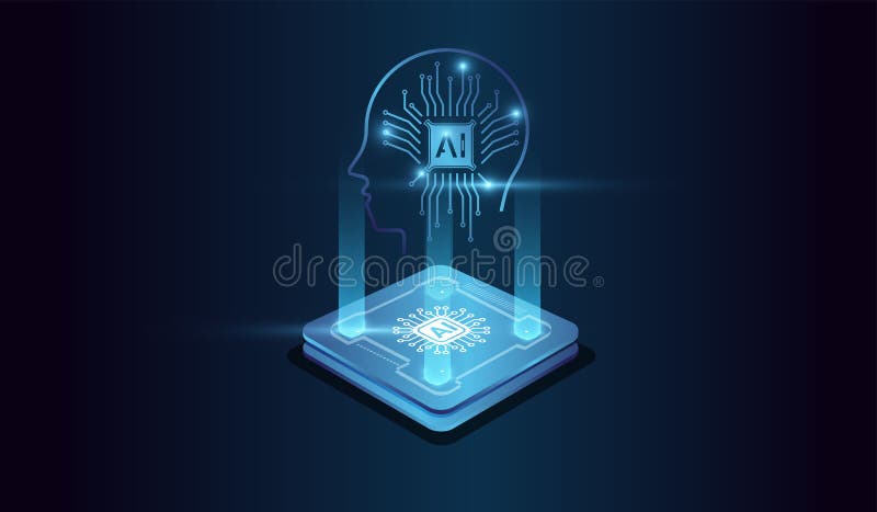 Artifical Intelligence Technology Concept on Brightly Glowing AI Chip ...