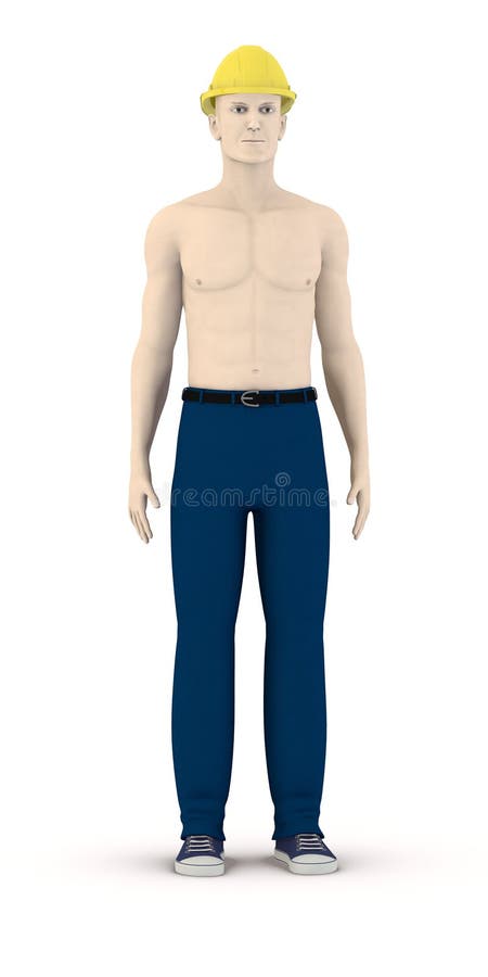 Artifical Male with Hard Work Cap - Worker Stock Illustration ...