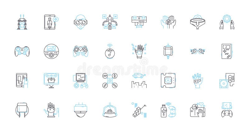Artificial Analytics Linear Icons Set Machine Data Predictive Insights Automation Learning