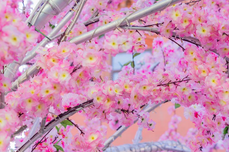 Artificial Apple Tree Flowers Blooming Background. Pastel Colors Stock ...