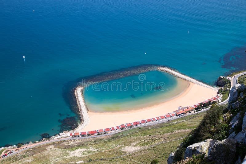 Artificial Beach at Gibraltar. Editorial Photography - Image of road ...