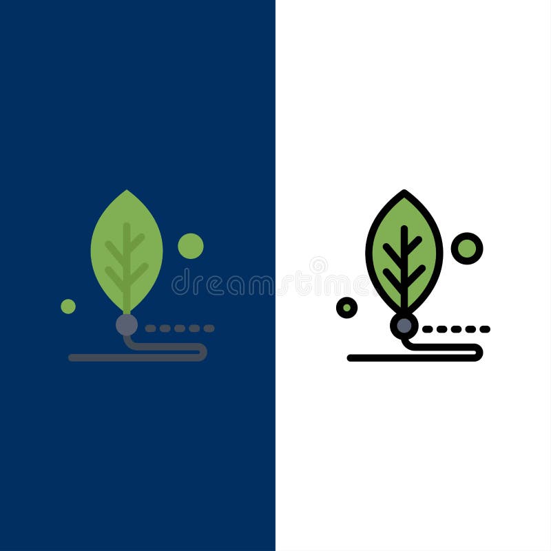 Artificial, Biology, Digital, Leaf, Life Icons. Flat and Line Filled ...
