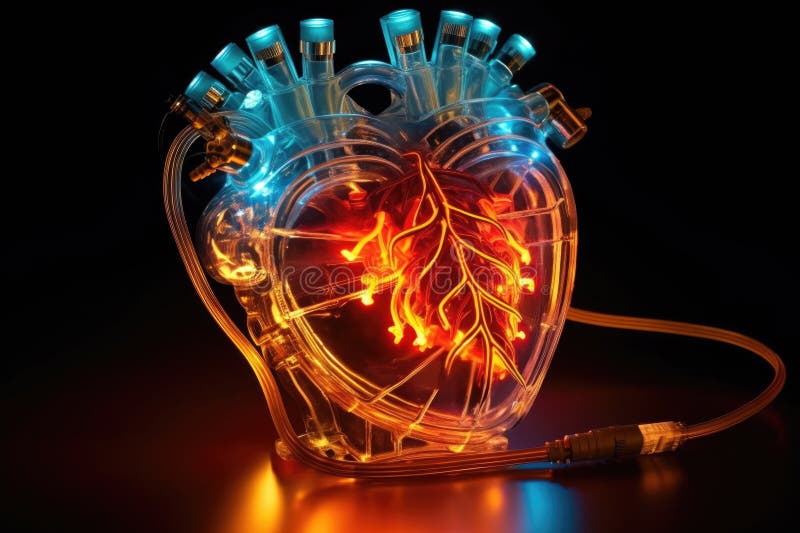 Artificial Bionic Heart with Glowing Led Lights Stock Image - Image of ...