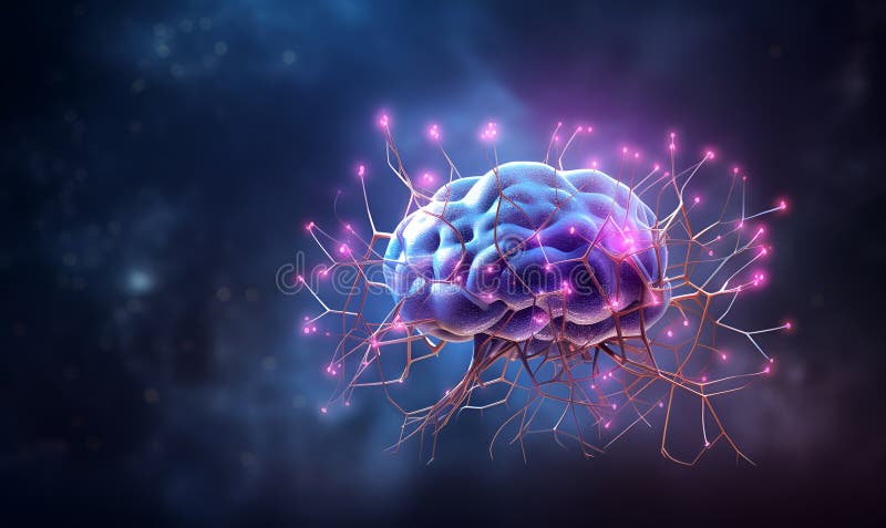 Artificial Brain Illustration Holographic Fantasy, Ai Generative Stock ...