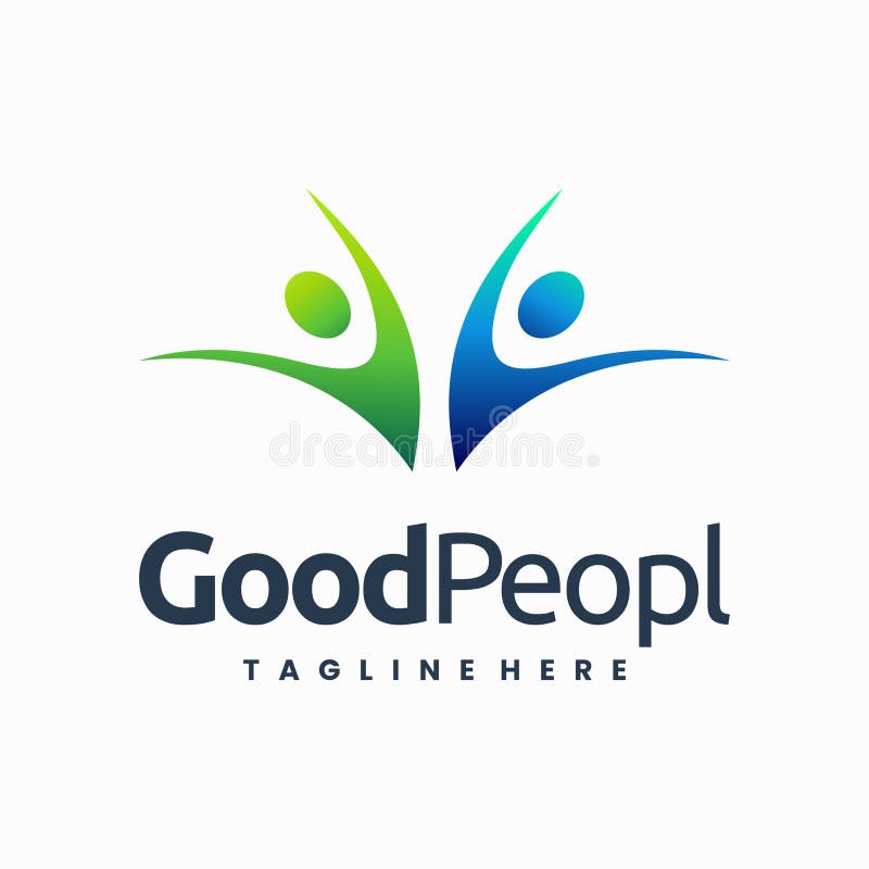 Two Happy People Logo Template, People Logo Stock Vector - Illustration ...