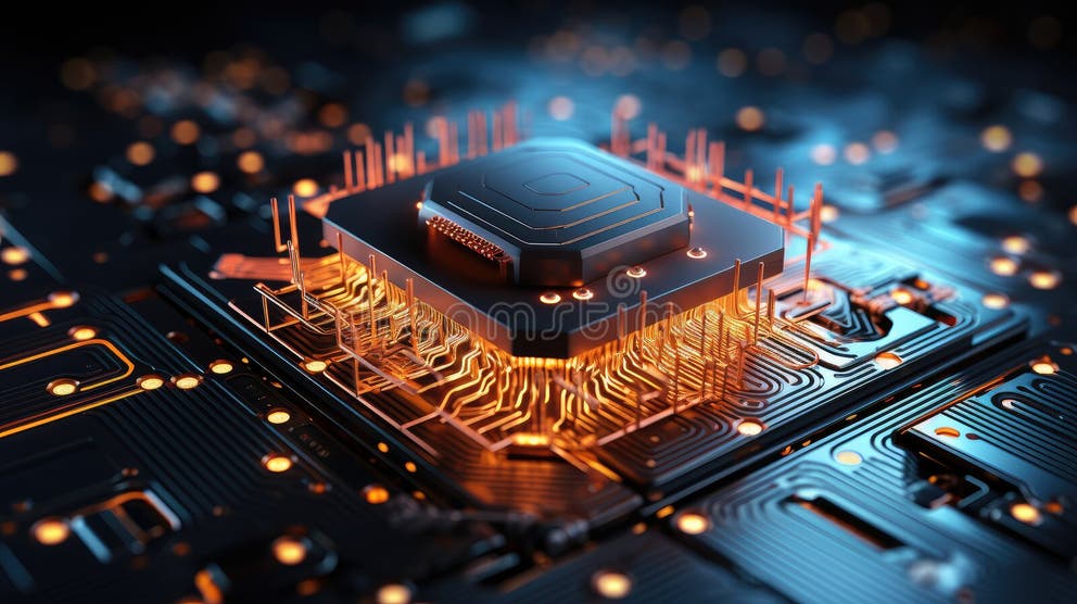 Artificial Brain Microchip on Motherboard of Supercomputer Stock ...