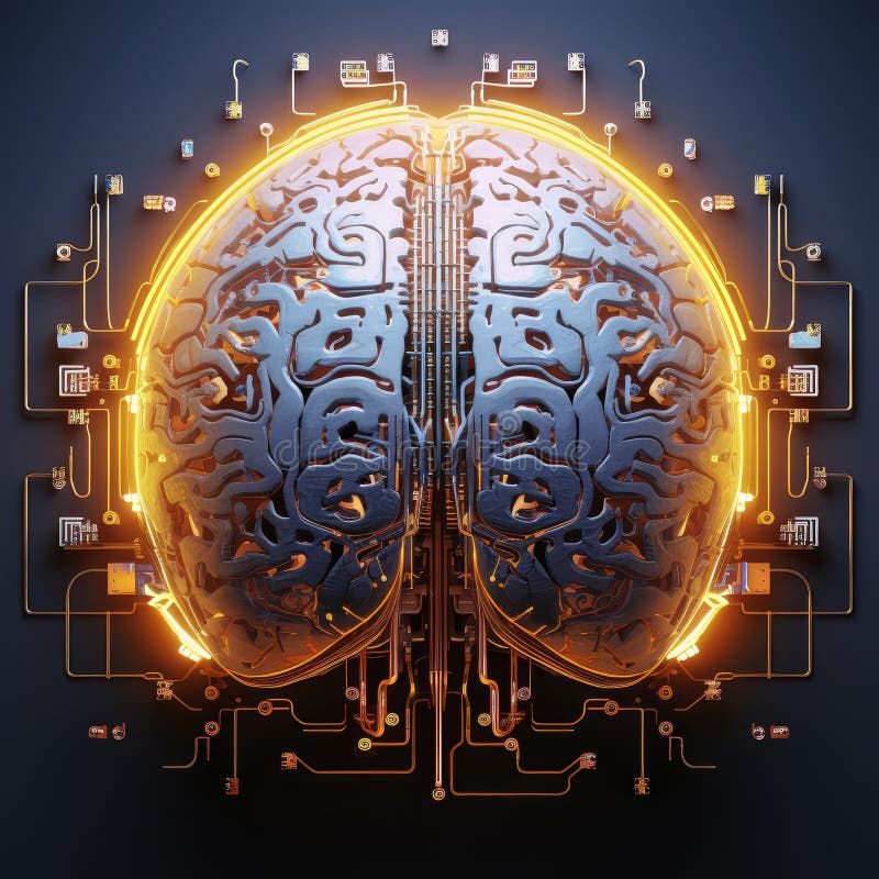 Artificial Brain Microchip on Motherboard of Supercomputer Stock ...