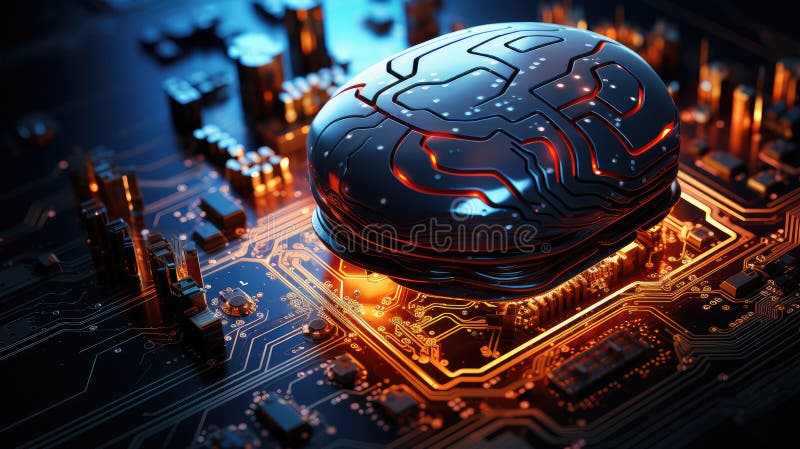 Artificial Brain Microchip on Motherboard of Supercomputer Stock ...