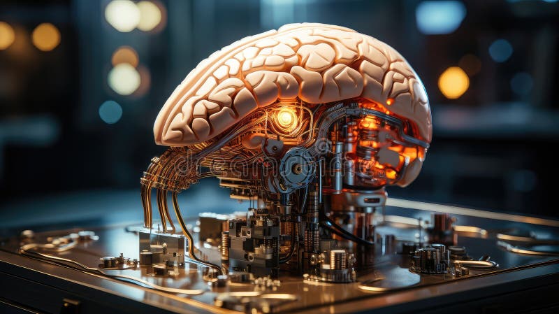 Artificial Brain Microchip on Motherboard of Supercomputer Stock ...