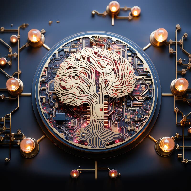 Artificial Brain Microchip on Motherboard of Supercomputer Stock ...