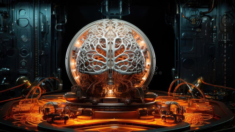 Artificial Brain Microchip on Motherboard of Supercomputer Stock ...