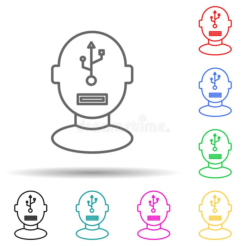 Artificial Brain Multi Color Style Icon. Simple Thin Line, Outline ...