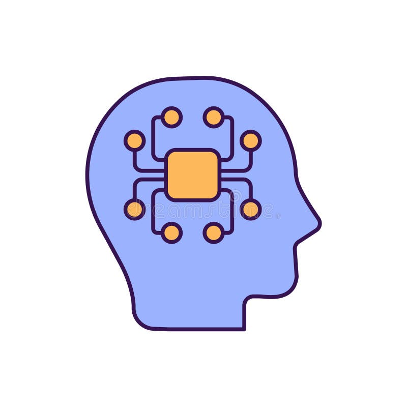 Artificial Intelligence Outline with Colors Fill Vector Icon that Can Easily Edit or Modify ...
