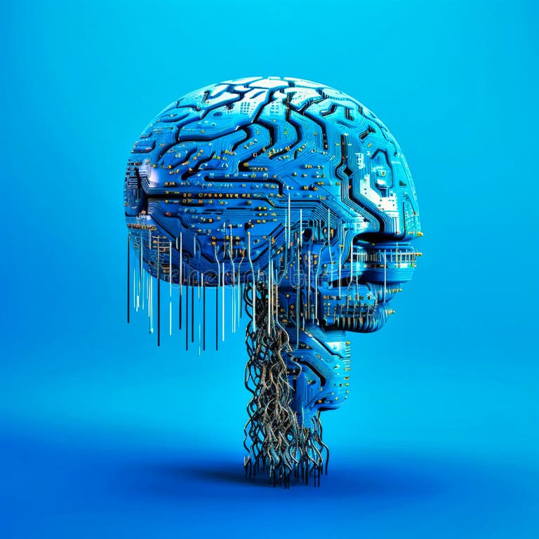 Artificial Brain and Program Code Blue Background, Generative AI Stock ...