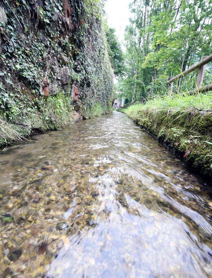 Artificial Canal Water for Irrigation of Farm Fields Stock Photo ...