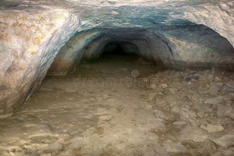 Dark Cave Walk Under Ground in Tunnel Stock Image - Image of attraction ...