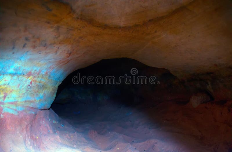 Dark Cave Walk Under Ground in Tunnel Stock Photo - Image of sleeve ...