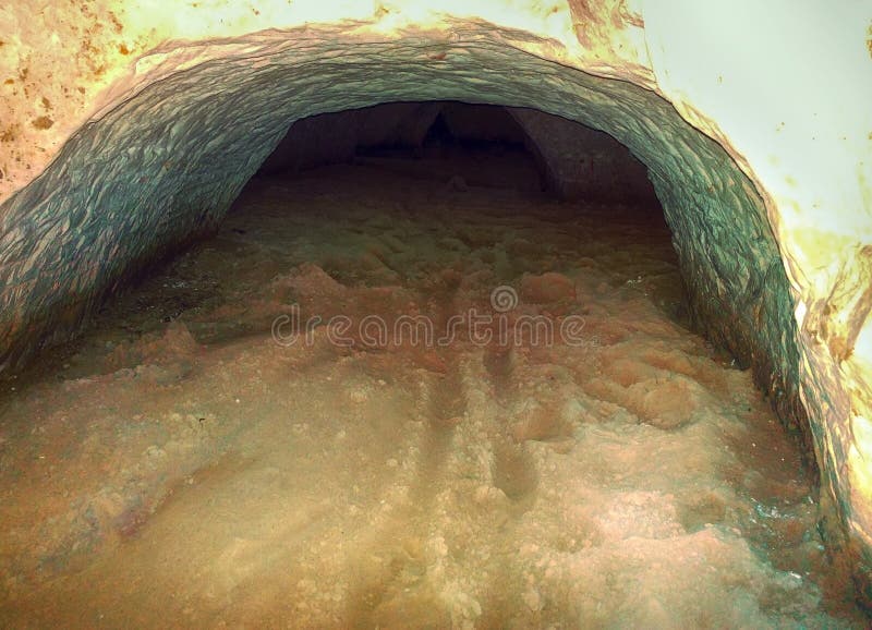 Dark Cave Walk Under Ground in Tunnel Stock Image - Image of ground ...