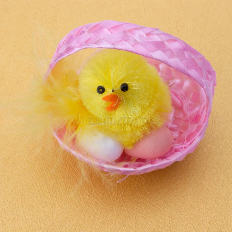 Artificial Chicken in Pink Bascket Stock Image - Image of flower ...