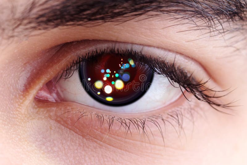 Artificial Close-up Eye Cyborg Face of Mechanical Robot, Future with ...