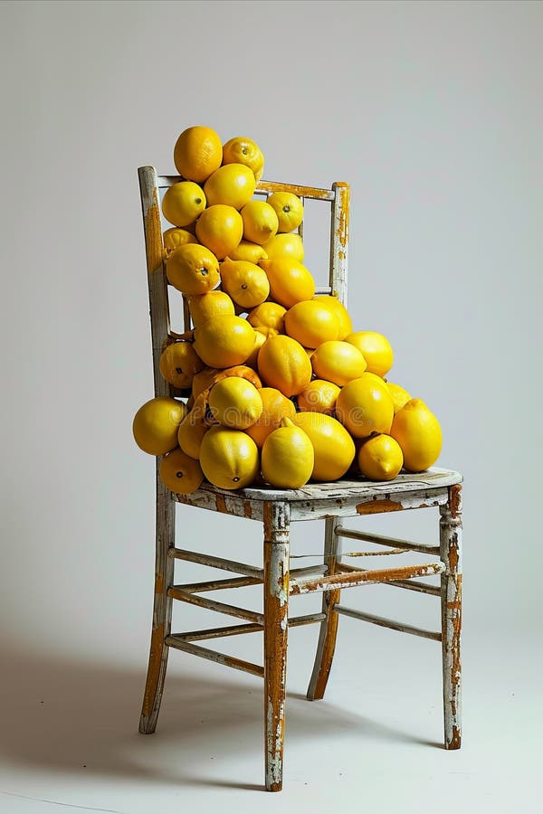 Artificial Composition with a Chair Completely Covered with Lemons ...