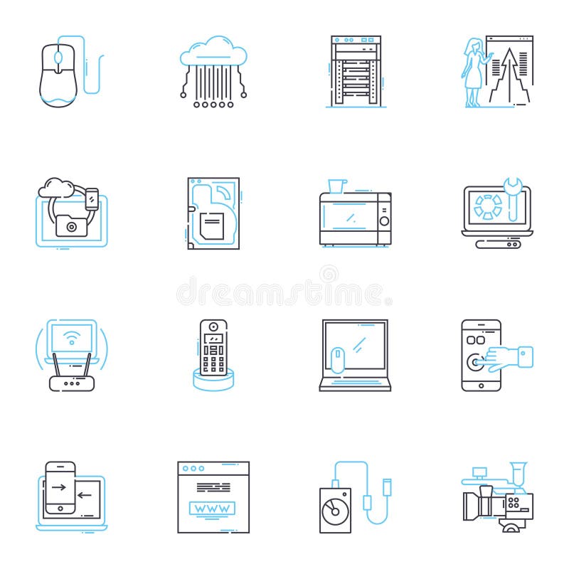 Artificial Computing Linear Icons Set Neural Algorithm Automation Robotics Machine Learning