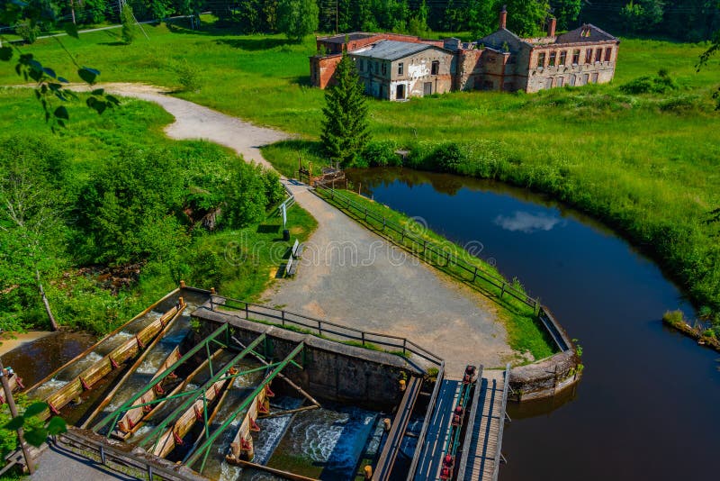 Artificial Construction Helping Trout Overcome Man-made Obstacle Stock ...