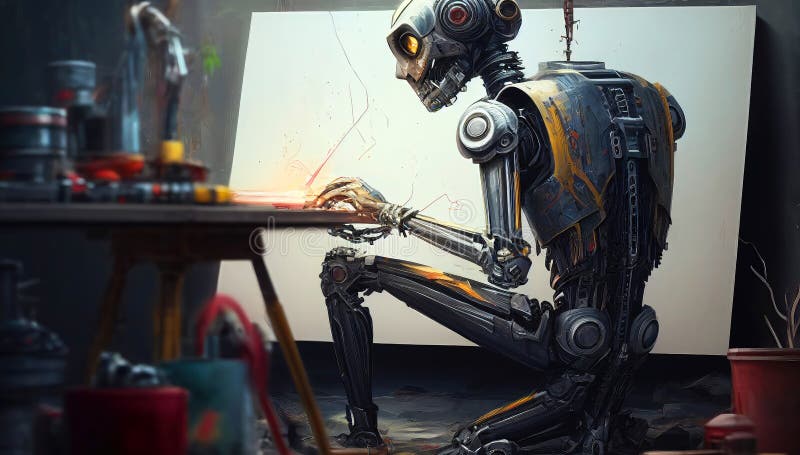 Artificial Creativity: an Illustration of a Futuristic Robot Painting a ...