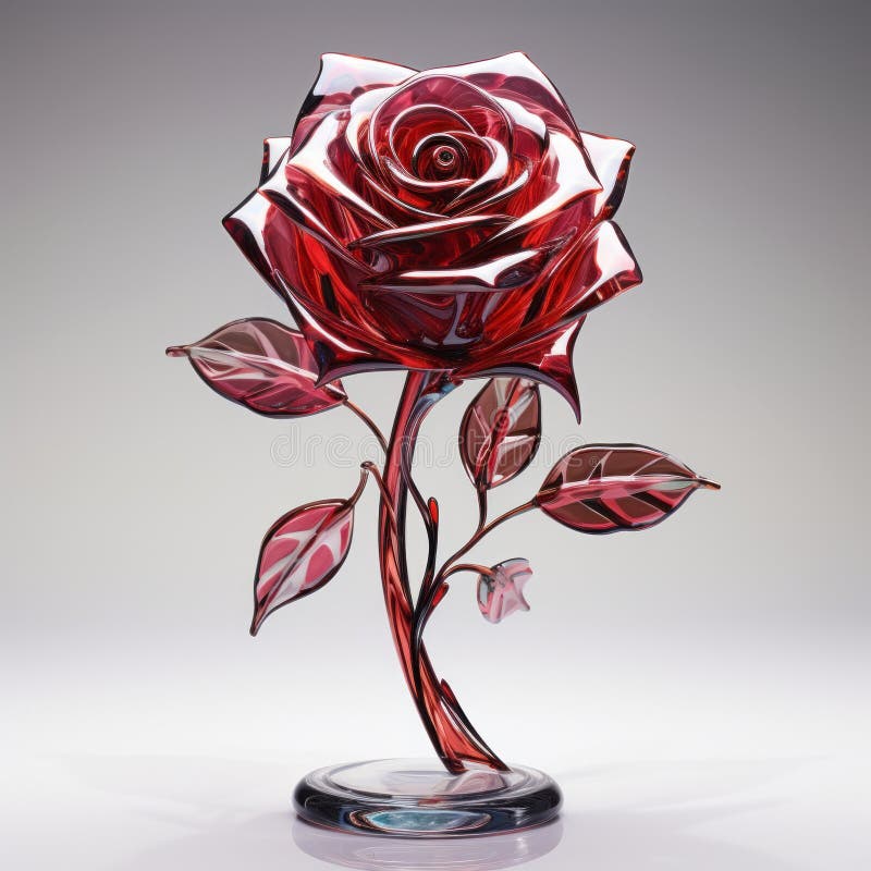 Artificial Decorative Flower, Red Rose Made of Glass Stock Illustration ...