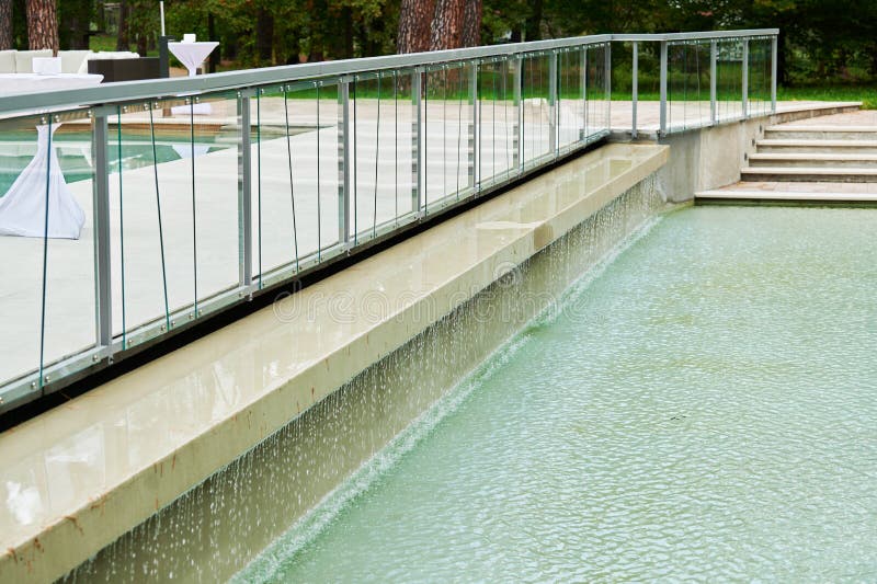 Artificial Decorative Waterfall in Architecture Design Stock Photo ...